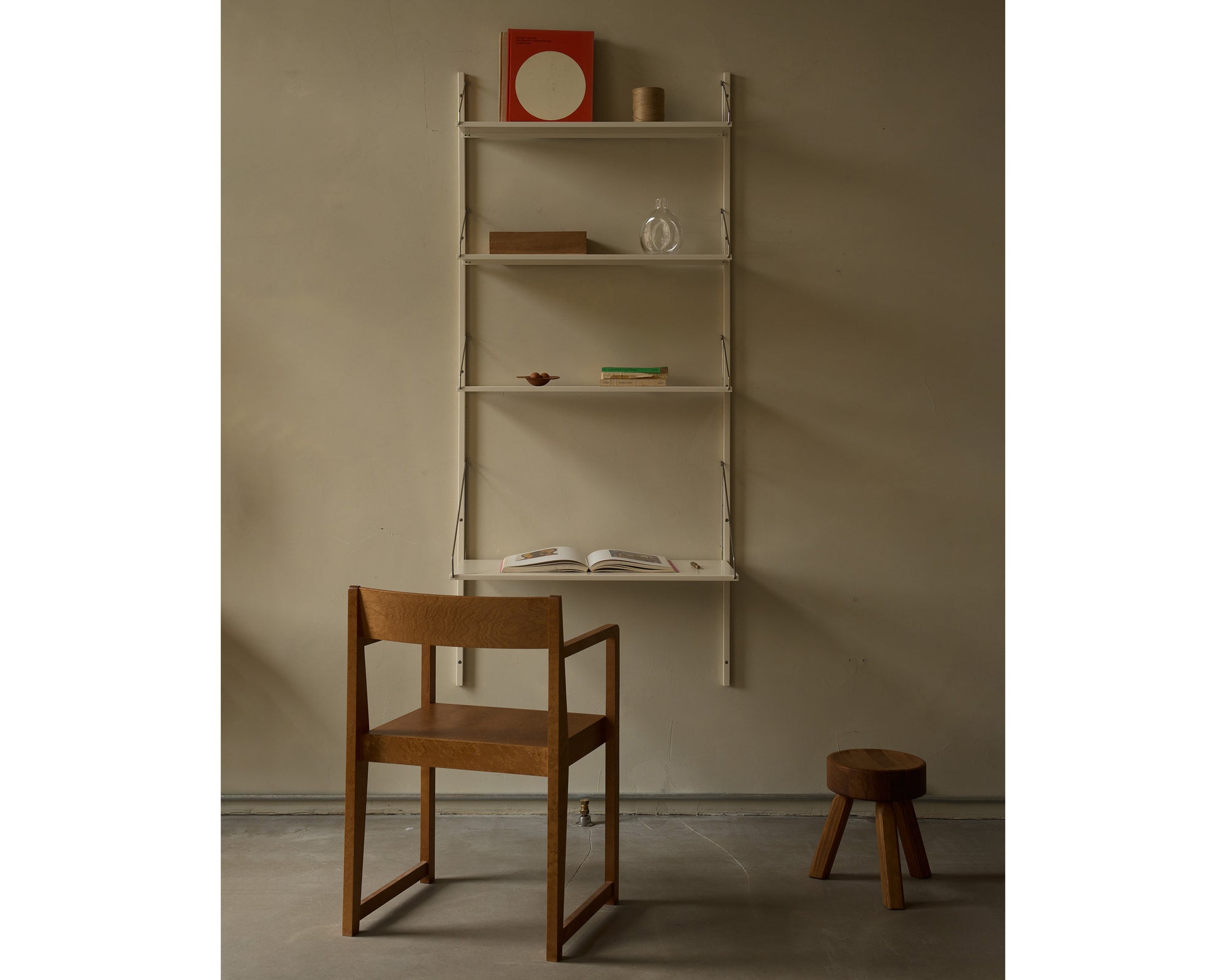 Shelf Library Desk Section | Warm White Steel | H185.2 / W80 – FRAMA