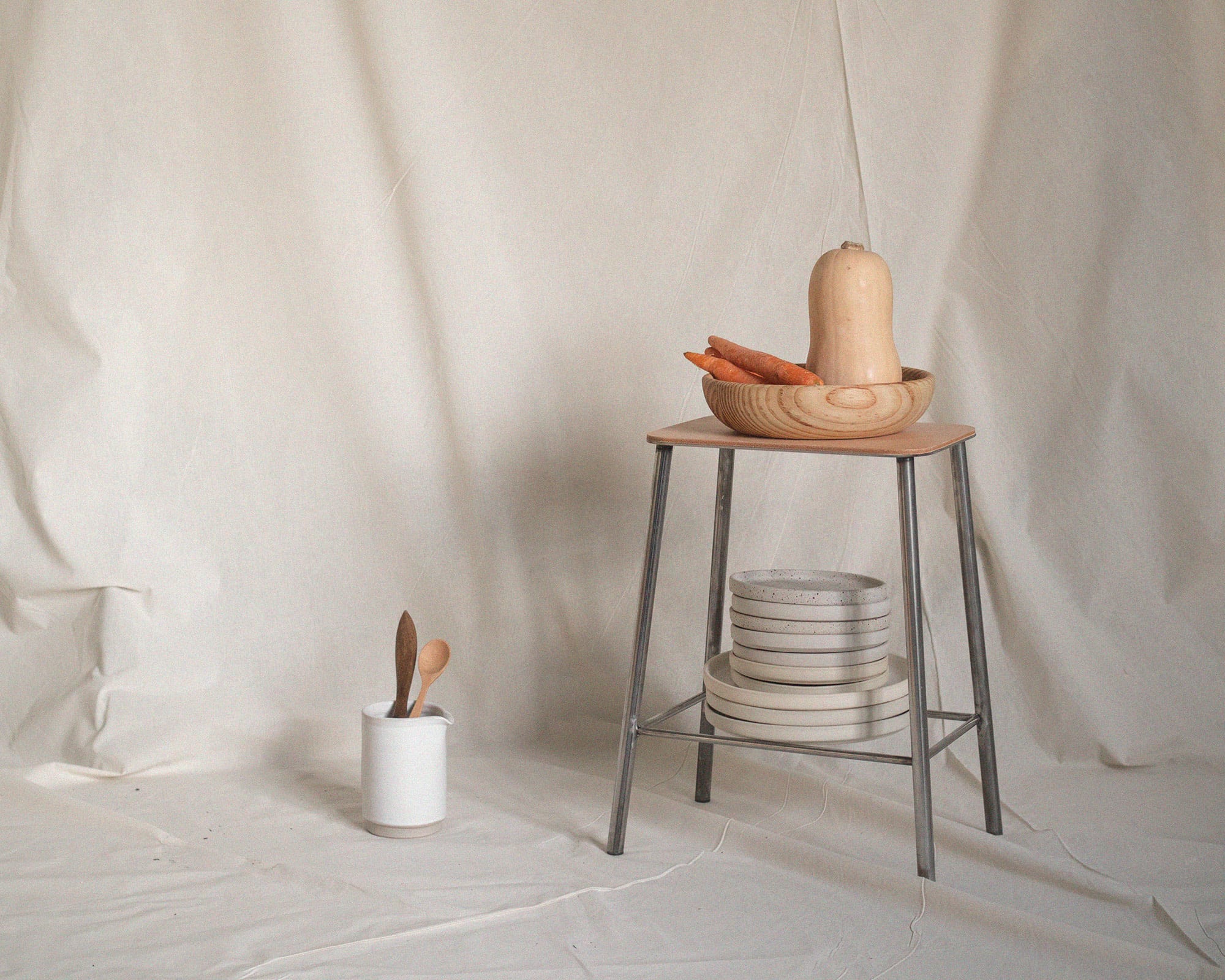 Adam Stool | Raw Steel / Natural Leather | H50 – FRAMA