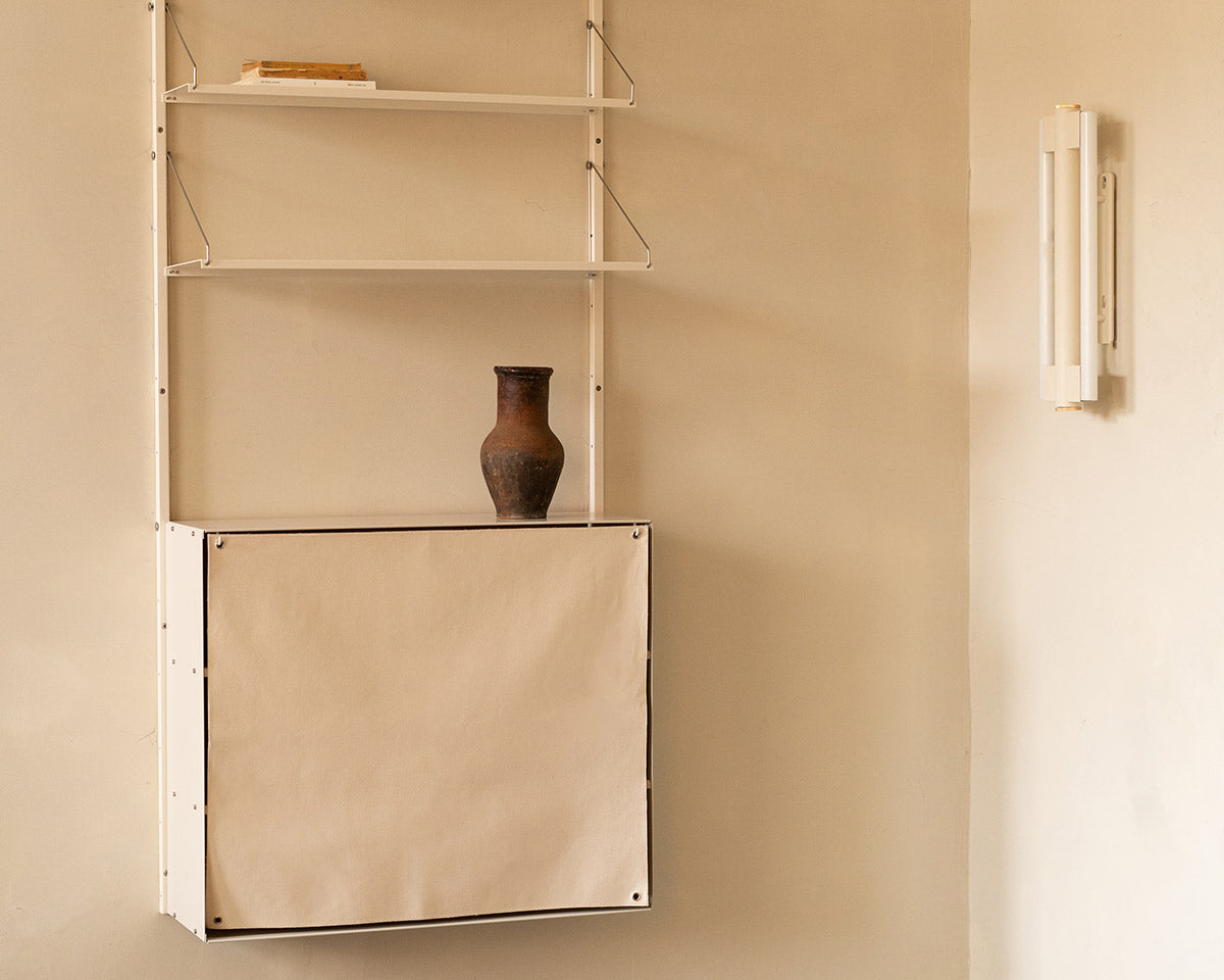 Shelf Library Canvas Cabinet | Warm White Steel / Canvas – FRAMA