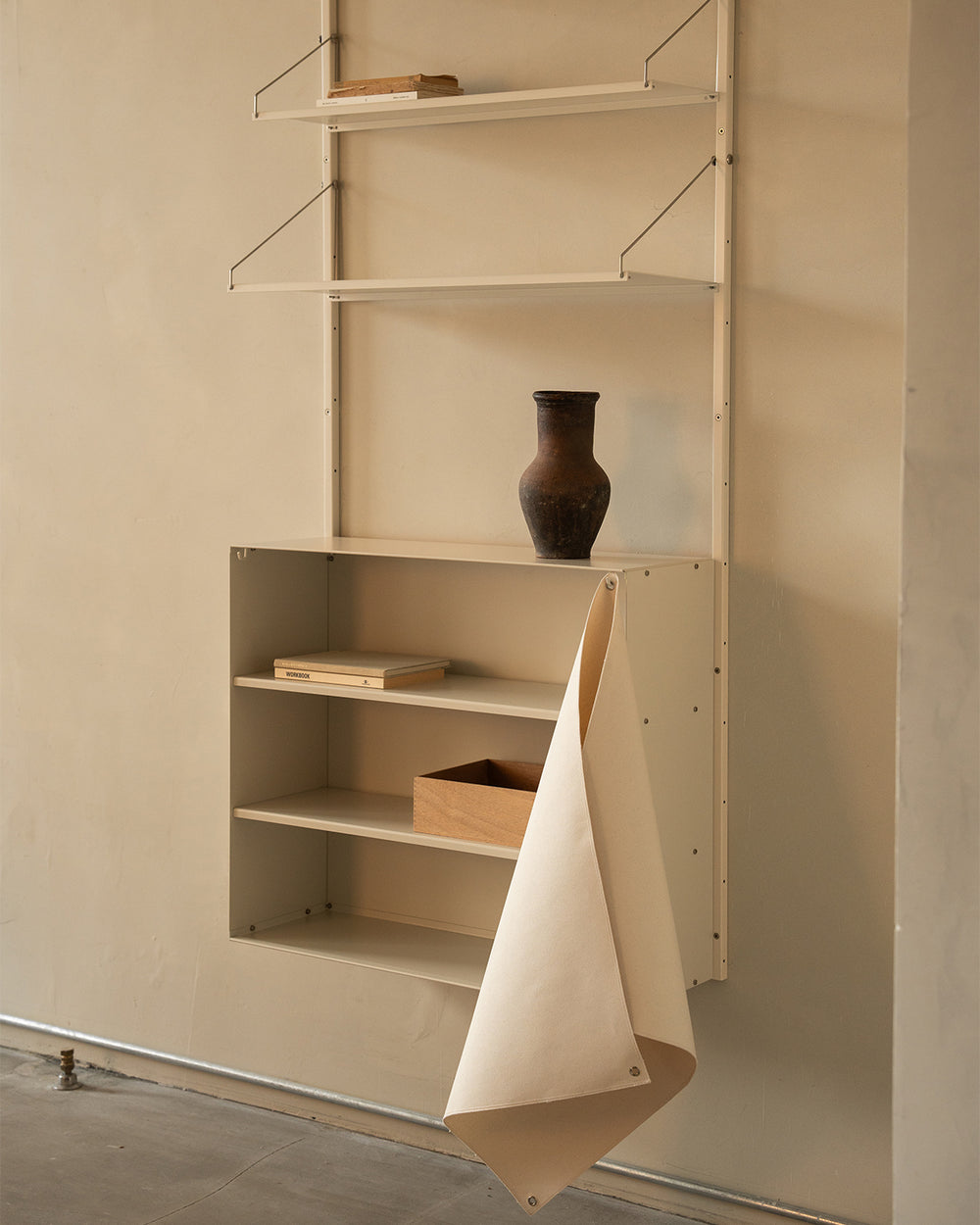 Shelf Library Canvas Cabinet | Warm White Steel / Canvas – FRAMA