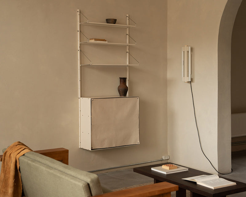 Shelf Library Canvas Cabinet Section | Warm White Steel / Canvas – FRAMA