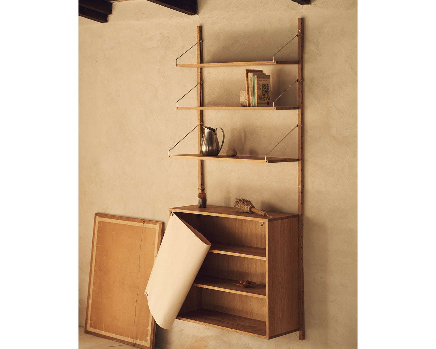 Shelf Library Canvas Cabinet Section | Natural Oak / Canvas | H185.2 ...