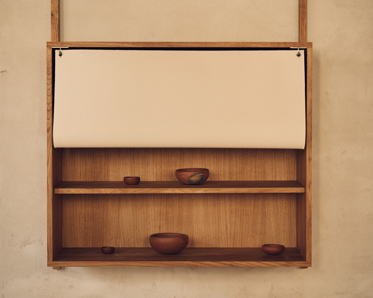 Shelf Library Canvas Cabinet Section | Natural Oak / Canvas | H185.2 ...
